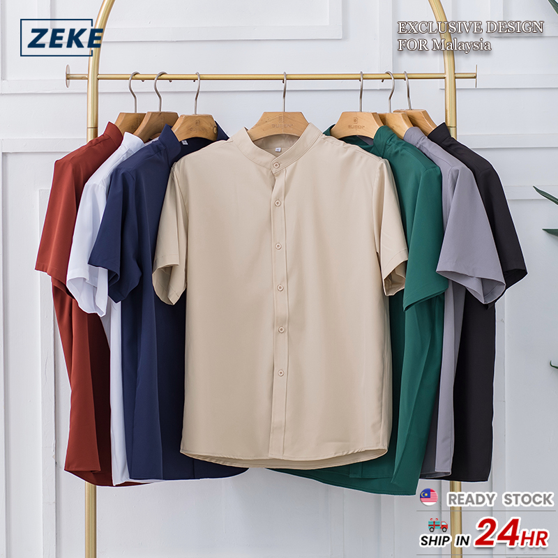 ZEKE Men Casual Shirt Baju Kemeja lelaki short Sleeve Buttons Up Loose ...