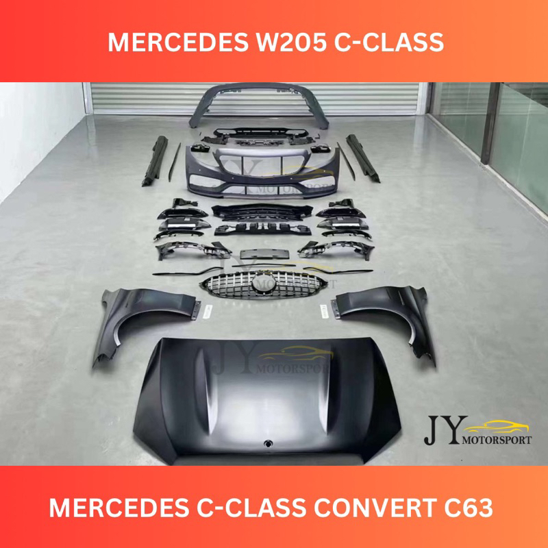 Mercedes Benz C-Class C180 C200 C250 C300 C43 Convert C63 Bodykit Set ...
