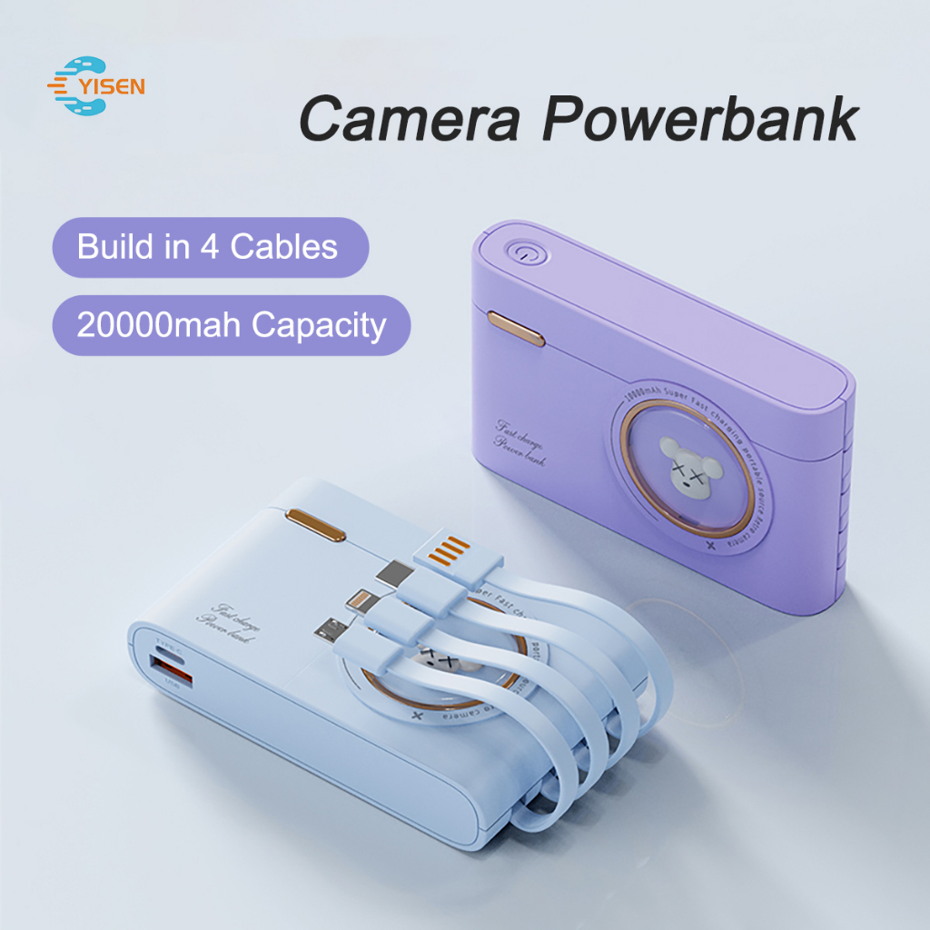 20000mah Powerbank Cute Kaws Design with Detachable 4 Cable Mini ...