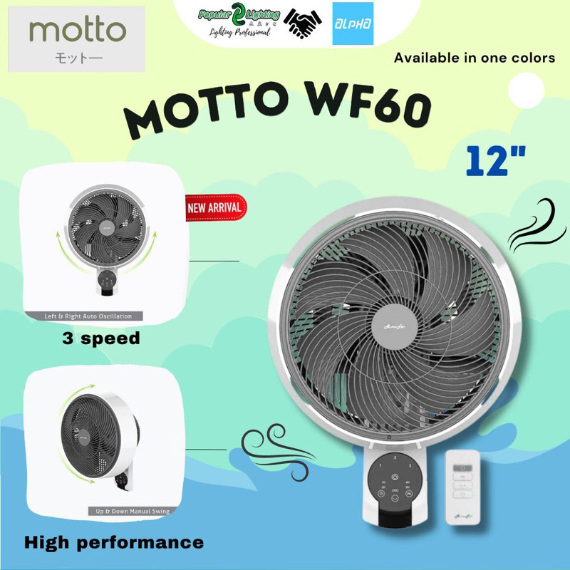 🔥Free Shipping Alpha Wall Fan Motto WF60 12" 3 Speed 7 Inch Wall Fan ...