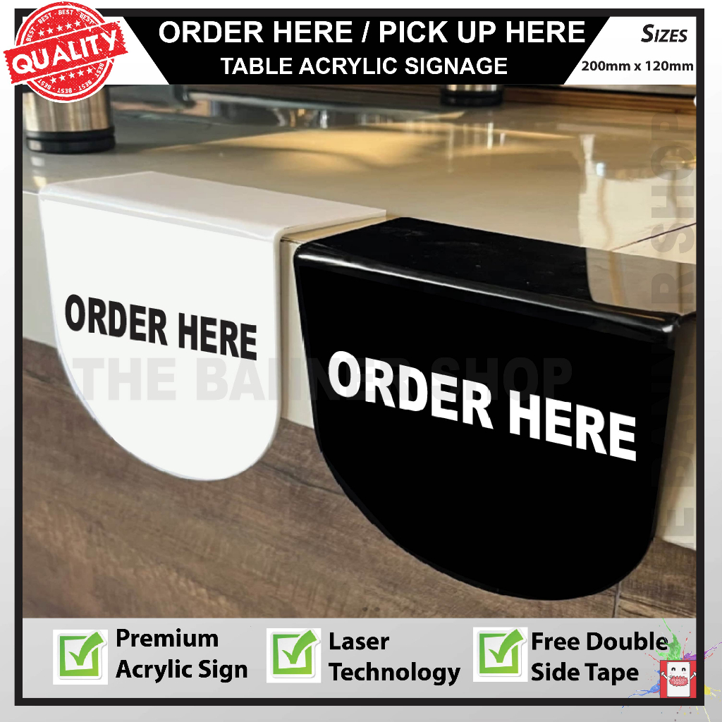 Please Order Here Sign, Pick Up Here Sign, Sila Bayar Di Sini Acrylic L ...