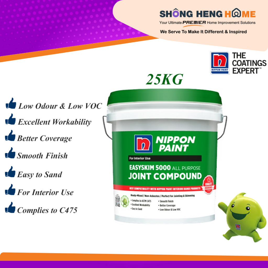 25KG - Nippon Paint EasySkim 5000 All Purpose Joint Compound [Wall Cement Plaster Putty Filler ...