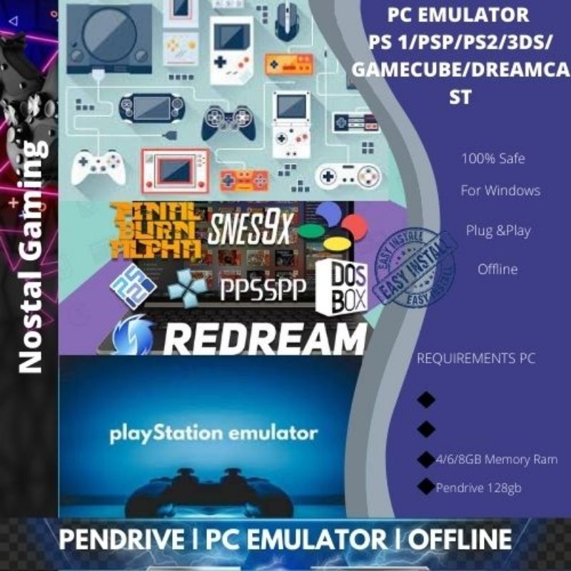 [PC Emulator] [Pendrive] 128gb Pendrive PS 1|PSP|PS2|GAMECUBE|DREAMCAST ...