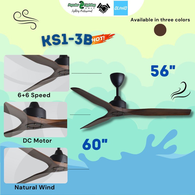 🔥Free Shipping🔥Alpha Vannus - KS1 3B 60 Inch DC Motor Ceiling Fan with ...