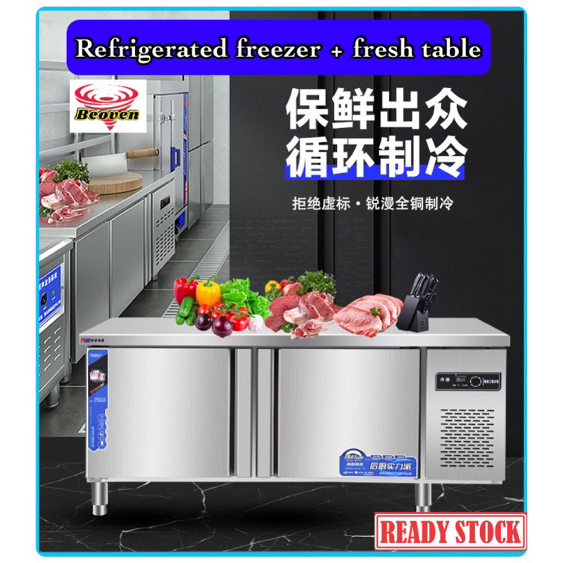 Refrigerated workbench commercial freezer kitchen freezer stainless ...