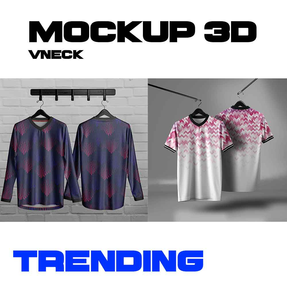 🔥Vneck Trending Mockup🔥Editable Realistic Shirt Jersey Front & Back ...