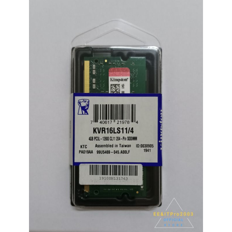 [NEW] Original KINGSTON KVR16LS11/4 Laptop RAM. 4GB DDR3 1600MHz PC3 ...
