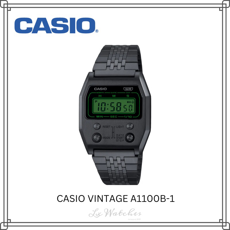 Casio Vintage A1100B-1 A1100B1 A1100 100% original authentic Casio vintage watch stainless steel ...