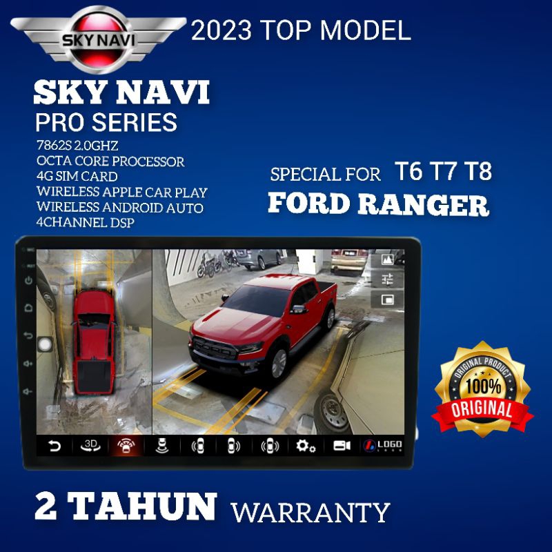 FORD RANGER T6 T7 T8 TOP MODEL ANDROID PLAYER WITH 360 BIRD VIEW CAMERA ...