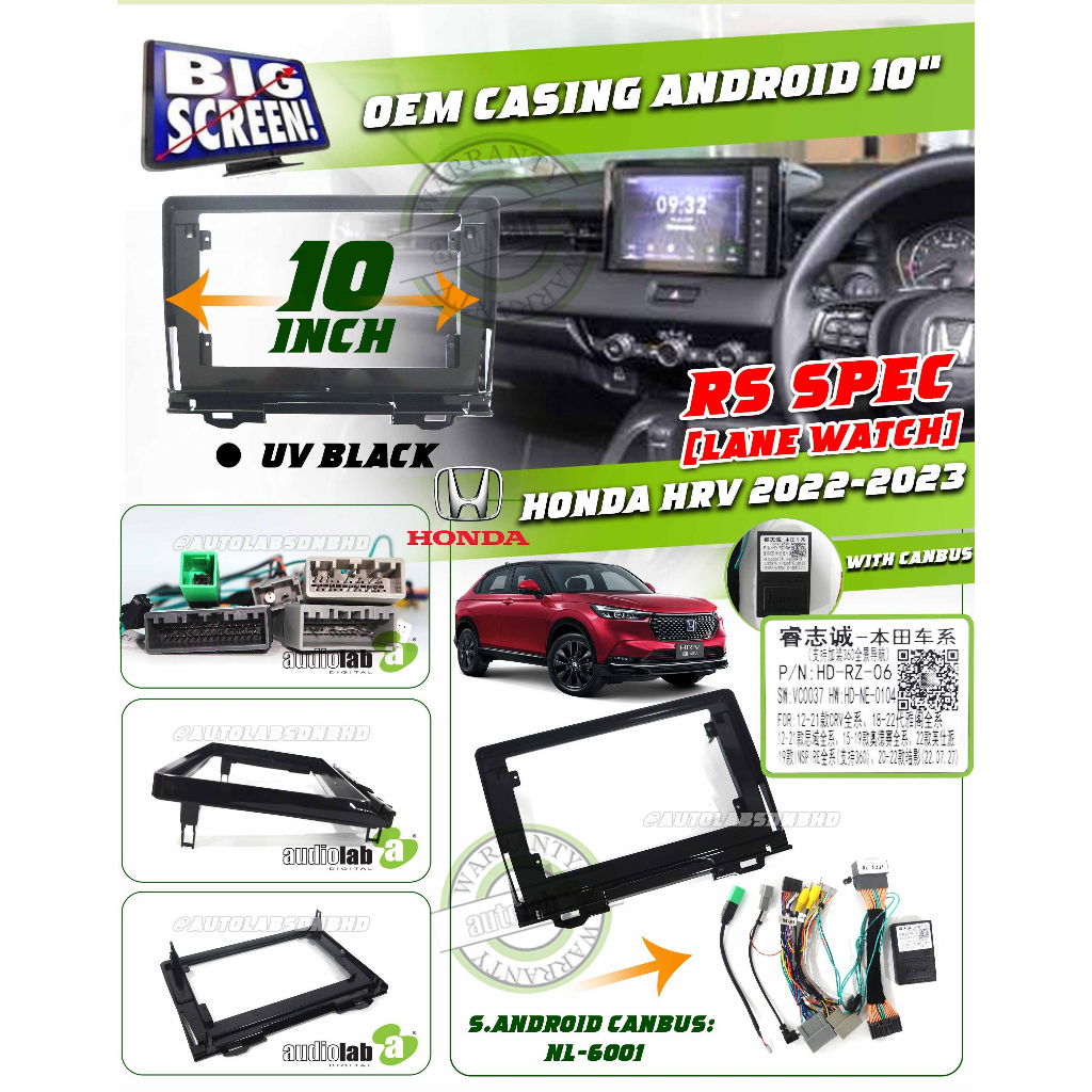 NEW Honda HRV 2022-2023 Casing Android Player 10" inch with Socket ...