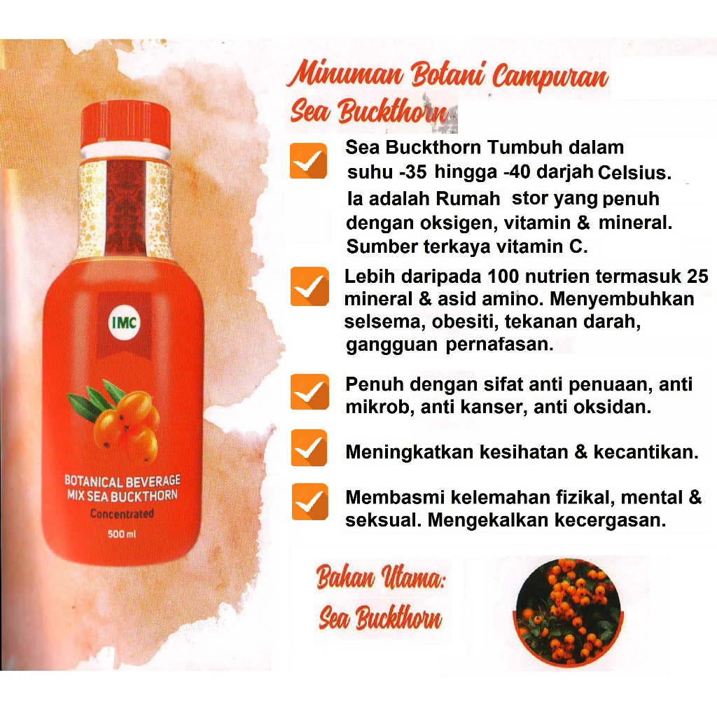 IMC Botanical Beverage Mix Sea Buckthorn 500ml/ minuman botani campuran ...