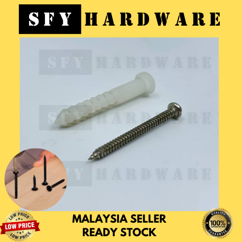 (8X2")(8X3")(6X1/4") NYLON WALL PLUG WITH SCREW FOR WALL CABINET ...