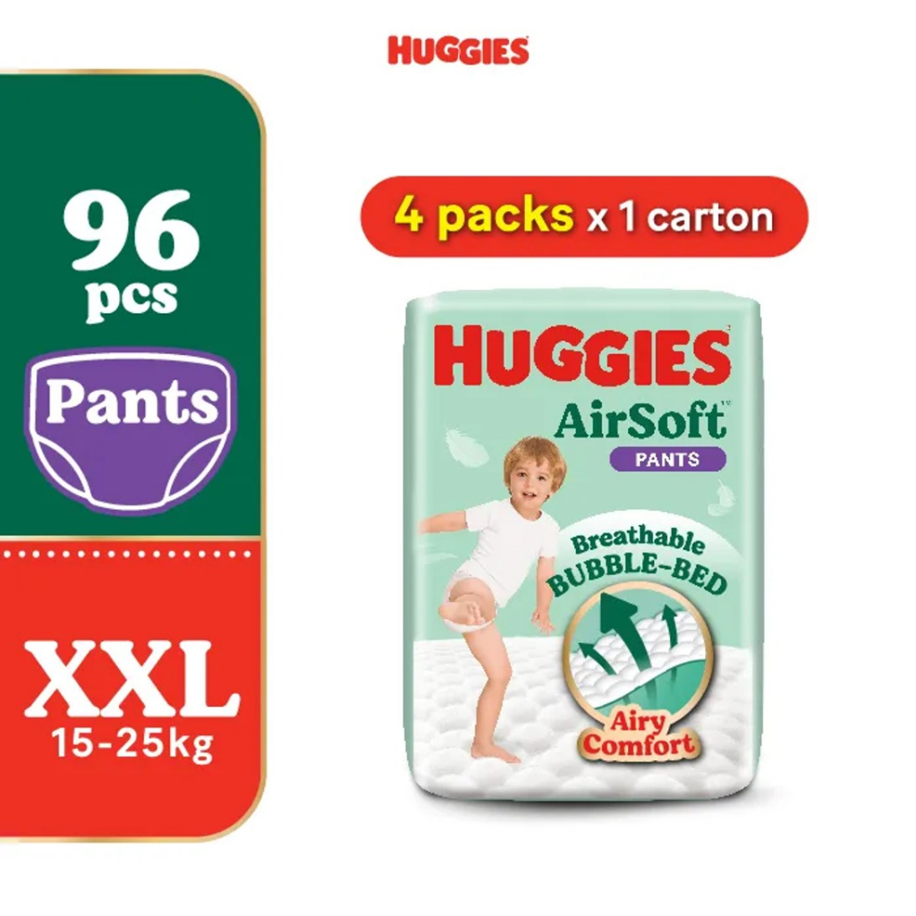 Huggies AirSoft Pants XXL24 x 4 Super Jumbo Pack | Shopee Malaysia