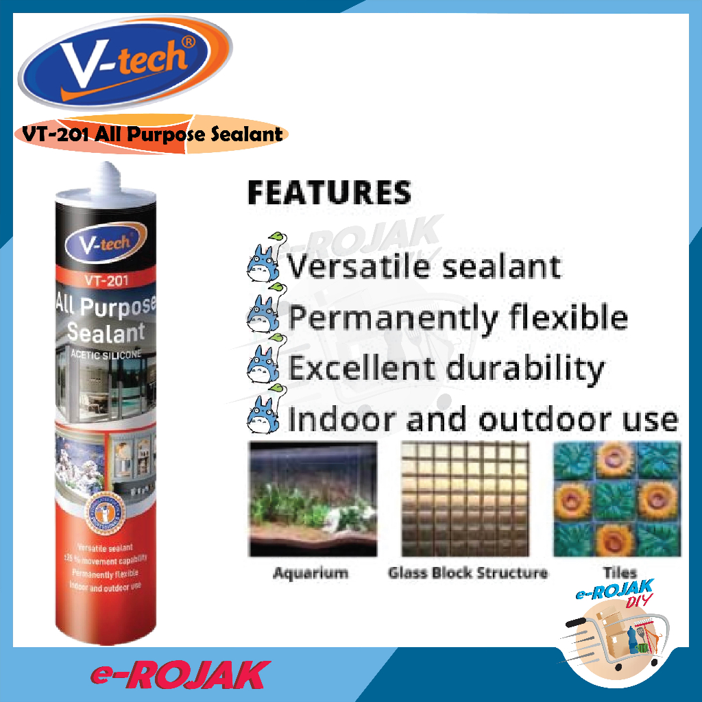 V-Tech VT-201 All Purpose Silicone Sealant 280ml | Shopee Malaysia