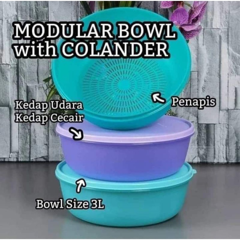 Tupperware Modular Bowl with Colander 3 liter (3pcs) | Shopee Malaysia