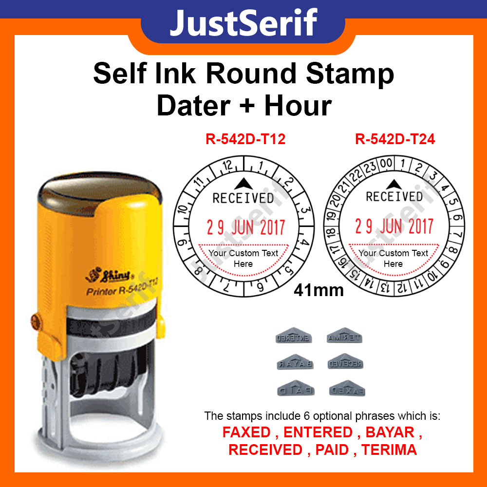 Shiny Self Inking Stamp (With Date & Time) R542D-T24 (24hours) R542D-T12 (12hours) | Shopee Malaysia