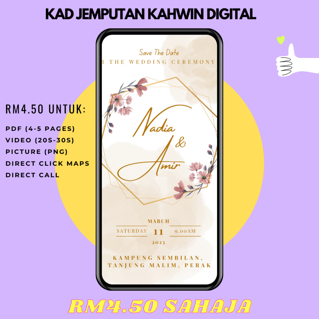 Kad Kahwin Digital, | Kad Kahwin Aesthetic | E-Card Wedding Invitation Design 1-4 | Shopee Malaysia