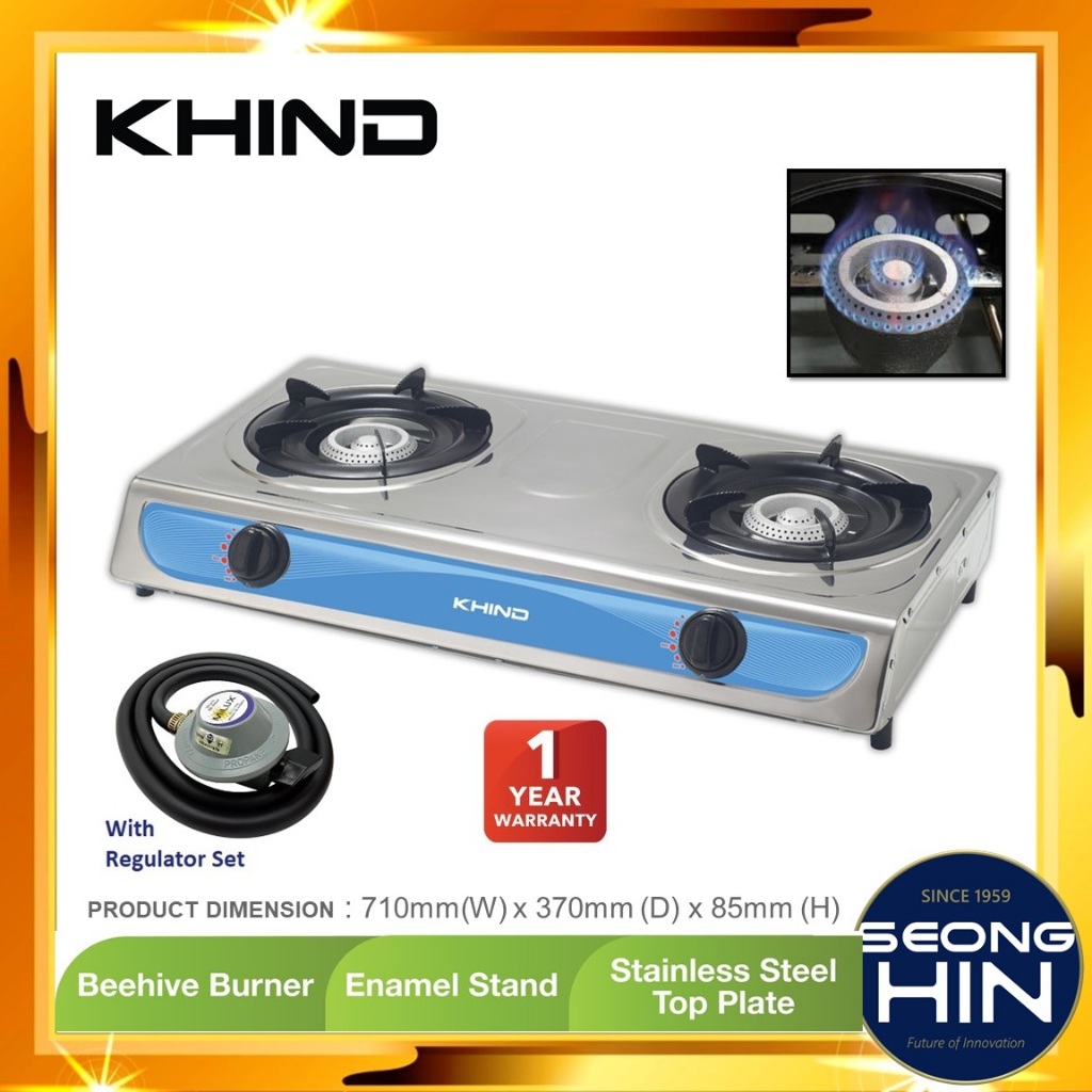 KHIND GC1710 Gas Cooker Stainless Steel Body Double Gas Stove / Dapur ...