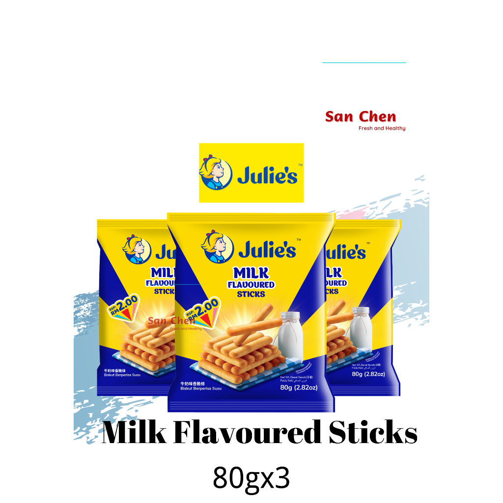 Julie's Milk Flavoured Sticks / Biskut Berperisa Susu 80gx3 | Shopee ...