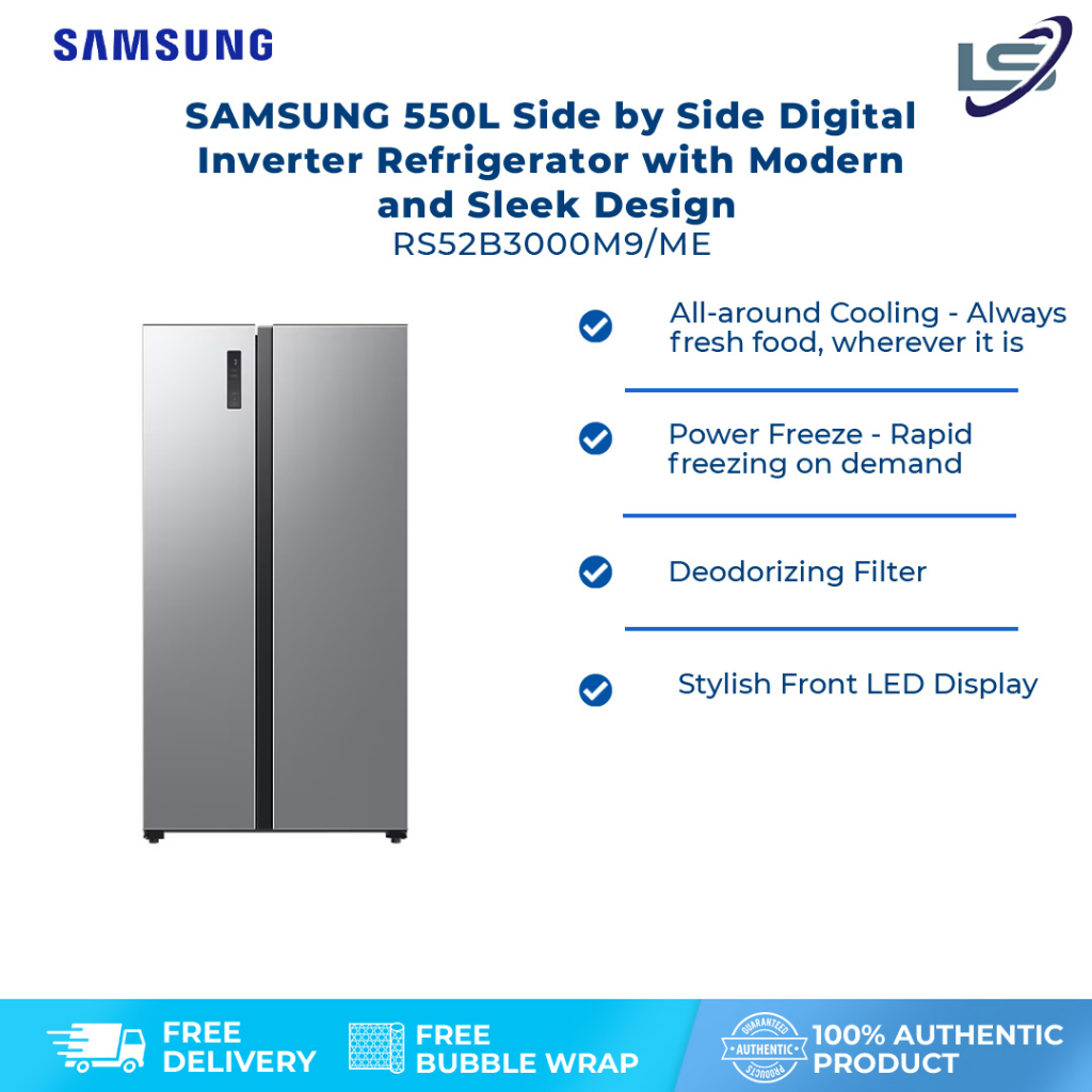 SAMSUNG 550L Side by Side Digital Inverter Refrigerator with Modern and ...