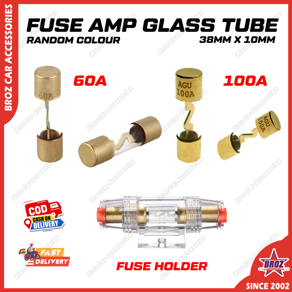 60A 100A AGU Fuse Amp Glass Tube Car Audio Amplifier Subwoofer Speaker ...