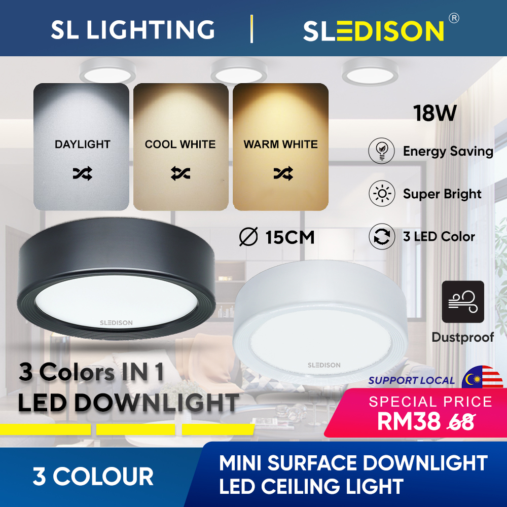 【3 Colors】SL EDISON 6'' Mini Small LED Surface Mount Downlight 18W 15CM ...
