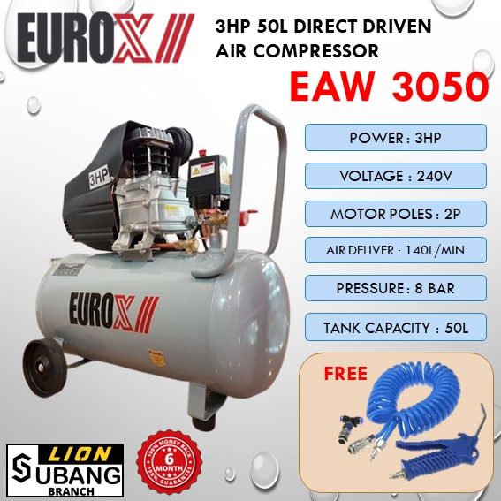 EUROX EAW3050 3HP 50L AIR COMPRESSOR /SOLO/COMBO SET - 6 MONTHS LOCAL WARRANTY | Shopee Malaysia