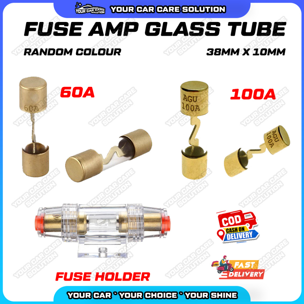 60A 100A AGU Fuse Amp Glass Tube Car Audio Amplifier Subwoofer Speaker ...