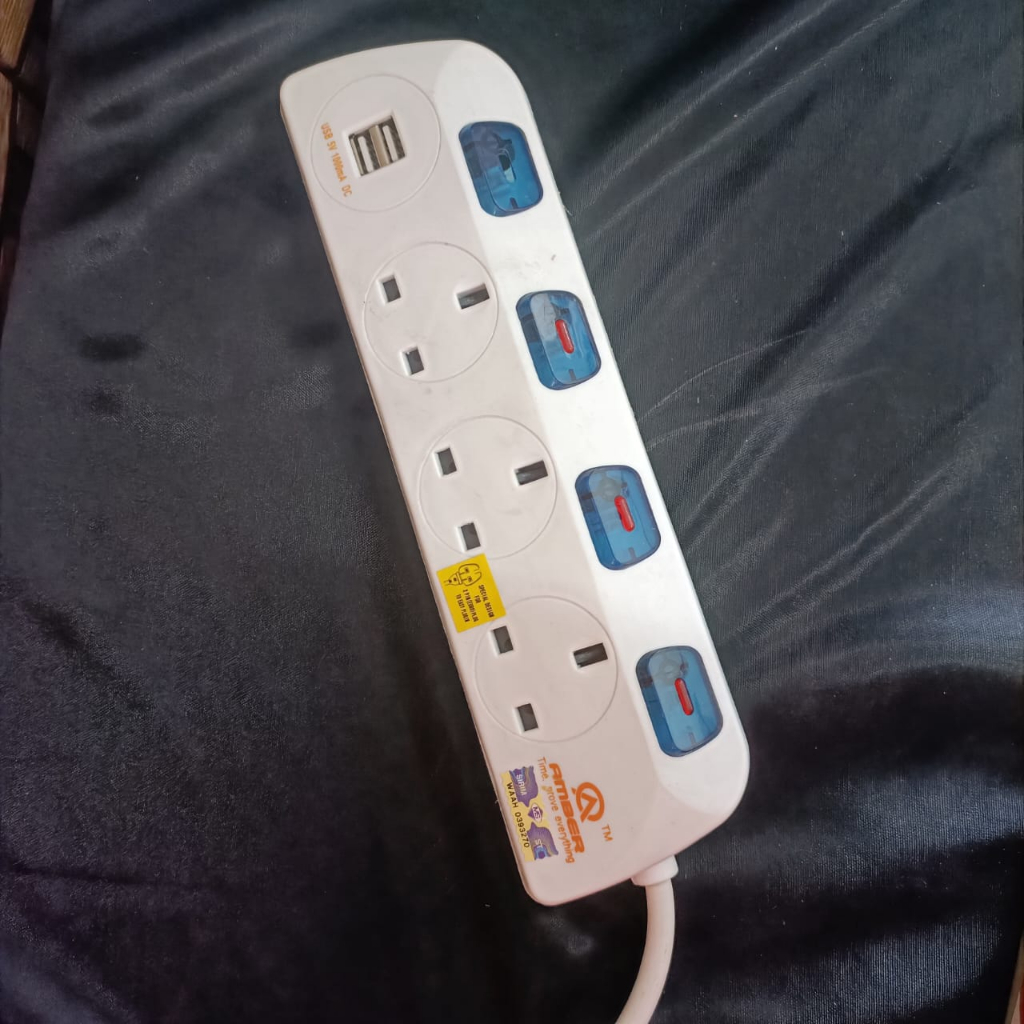 SIRIM CERTIFIED 4 Way Portable Socket Outlets Extension 3 GANGS POWER ...