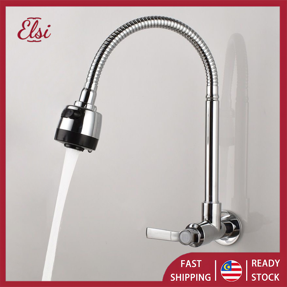 Kitchen Faucet Stainless Steel 360° with Sprayer Single Cold Washing ...