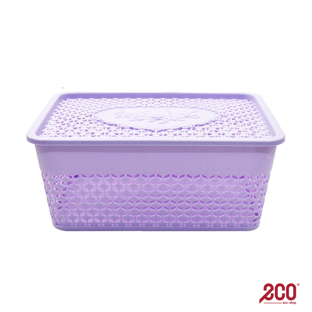 Eco Shop Rectangular Storage Basket with Cover (23.5cm x 17cm x 10.5cm ...
