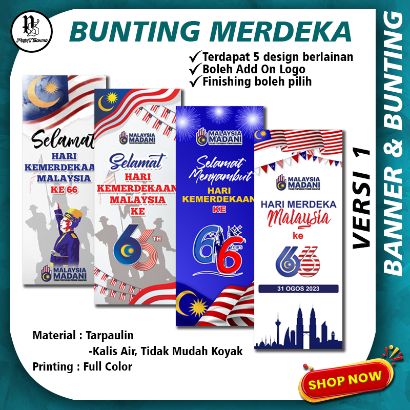 BUNTING KECERIAAN MERDEKA BUNTING HARI KEBANGSAAN BOLEH MASUKKAN LOGO ...