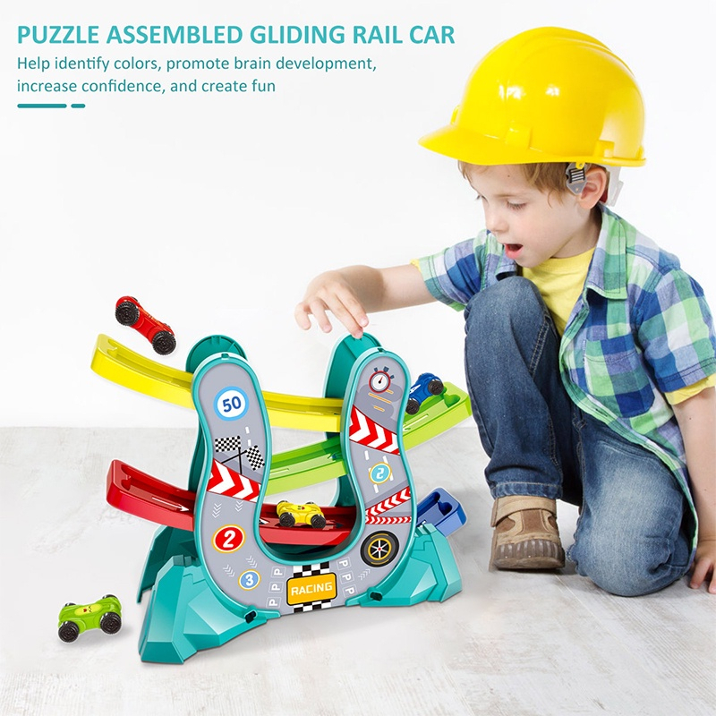 Ramp Racer with 4 Cars Ladder Sliding Slide Car Toy For Kid Early ...