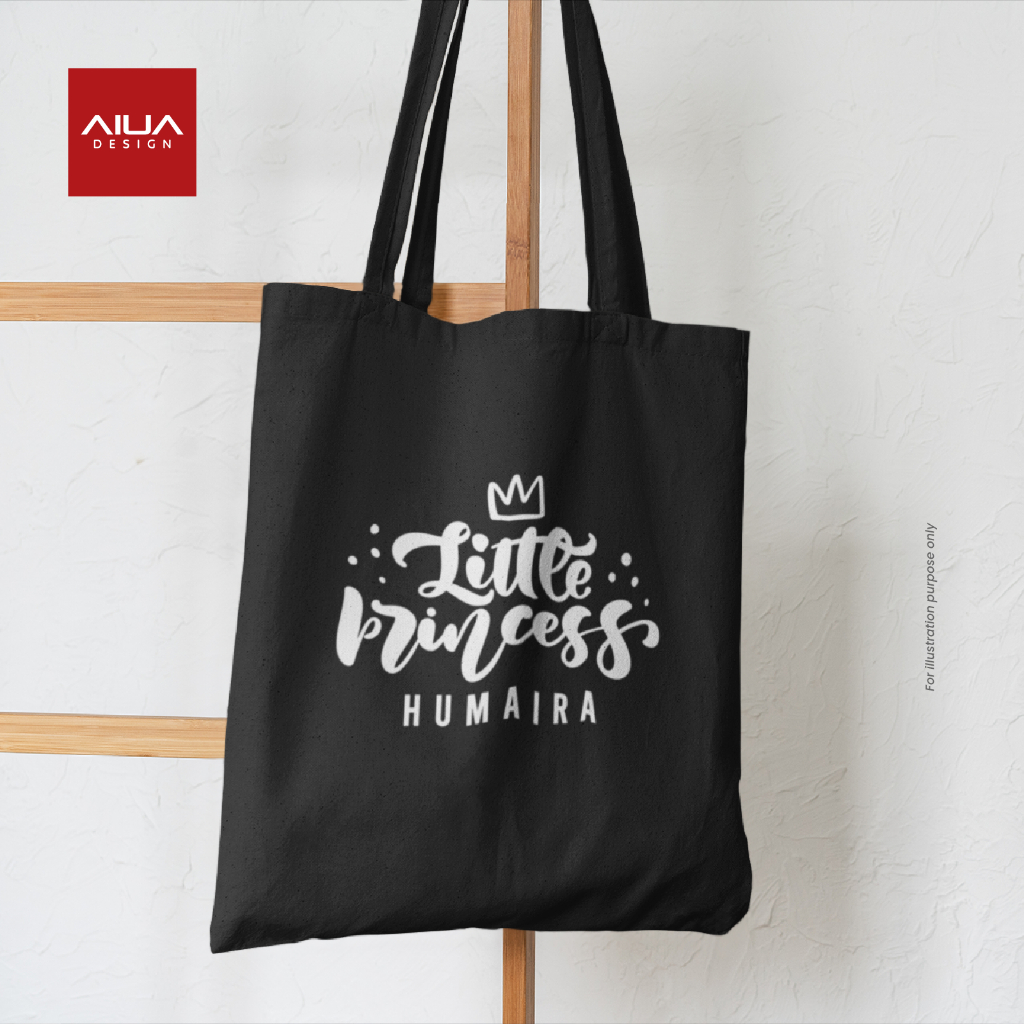 Tote Bag Custom Name Little Princess Print Cute Nama Student Girl ...