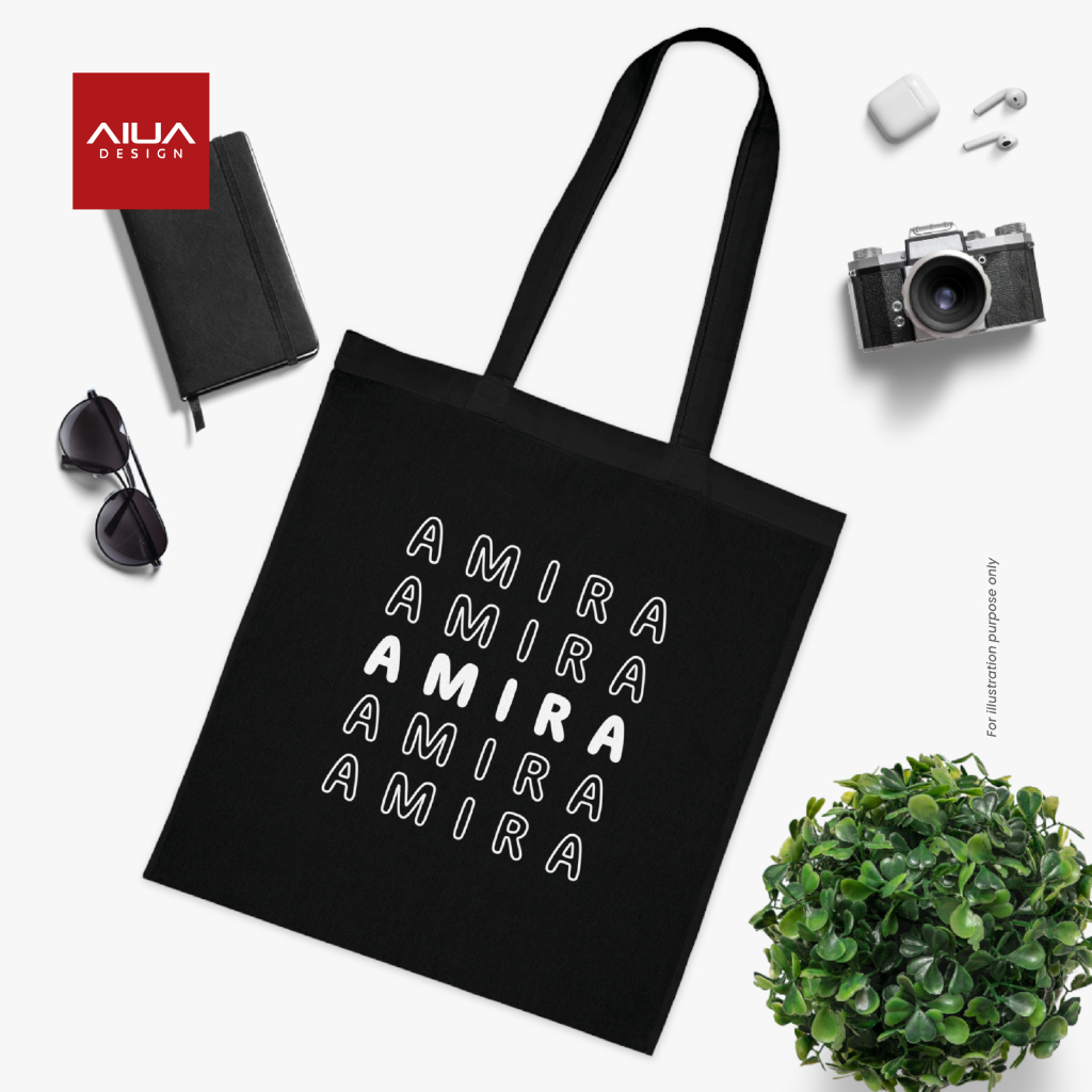 Tote Bag Custom Name Canvas Print Cute Nama Student Girl Aesthetic ...