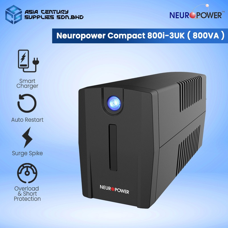 Neuropower UPS 800VA Compact 800i-3UK Backup Battery Build-In AVR Surge ...