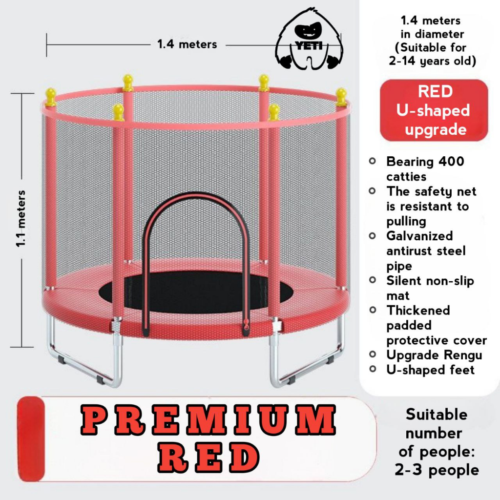 140cm Kids Trampoline Indoor Outdoor Children Bouncer Jumping Bed ...