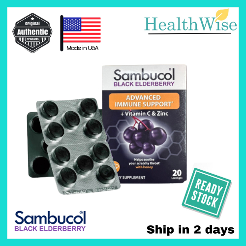 [USA] Sambucol Black Elderberry Pastilles Sore Throat Lozenge with ...