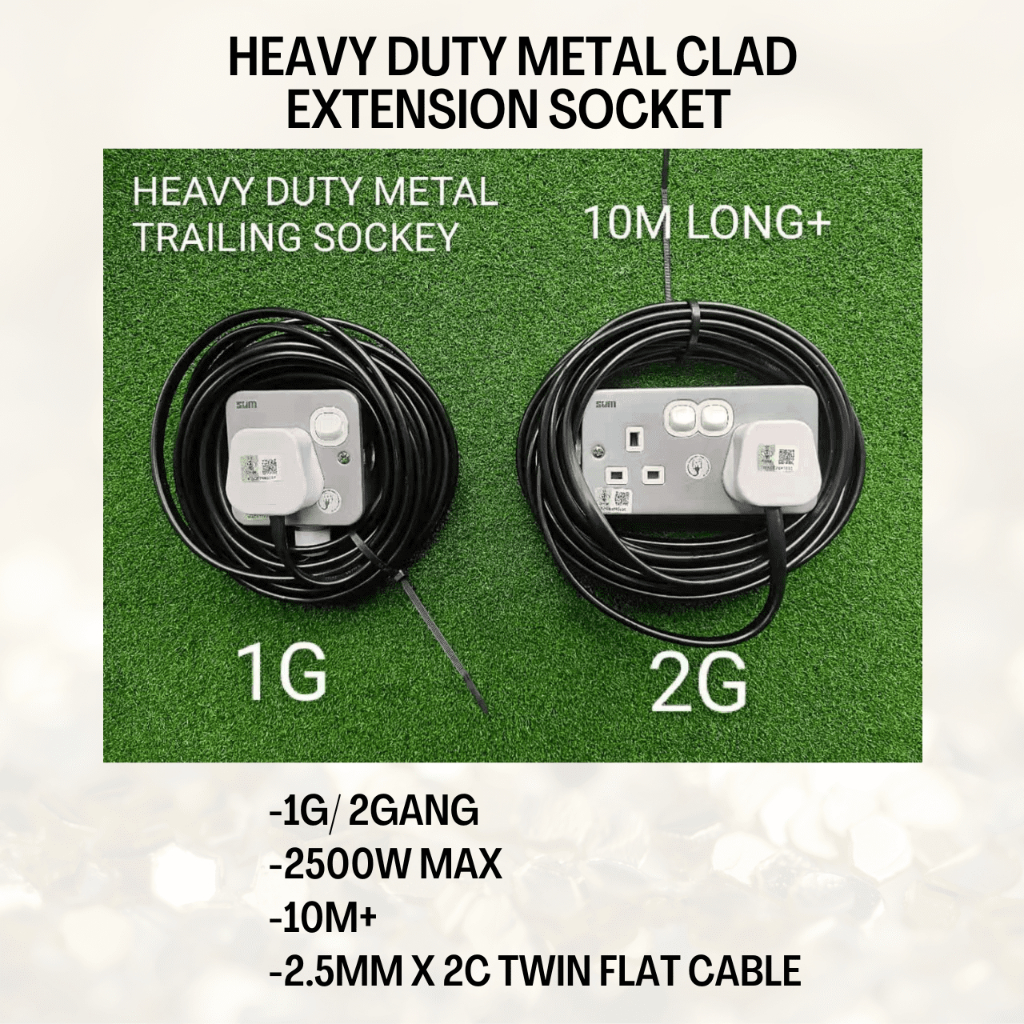 HEAVY DUTY METAL CLAD TRAILING EXTENSION WIRE 2.5MM X 2CORE TWIN FLAT ...
