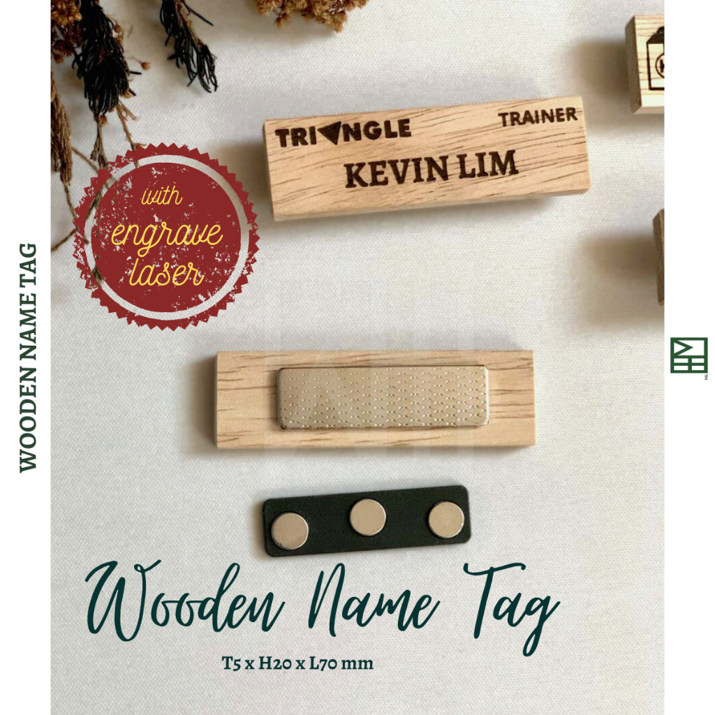 Wee Signature - Wooden Name Tag / Magnetic Personalized Customize Name ...