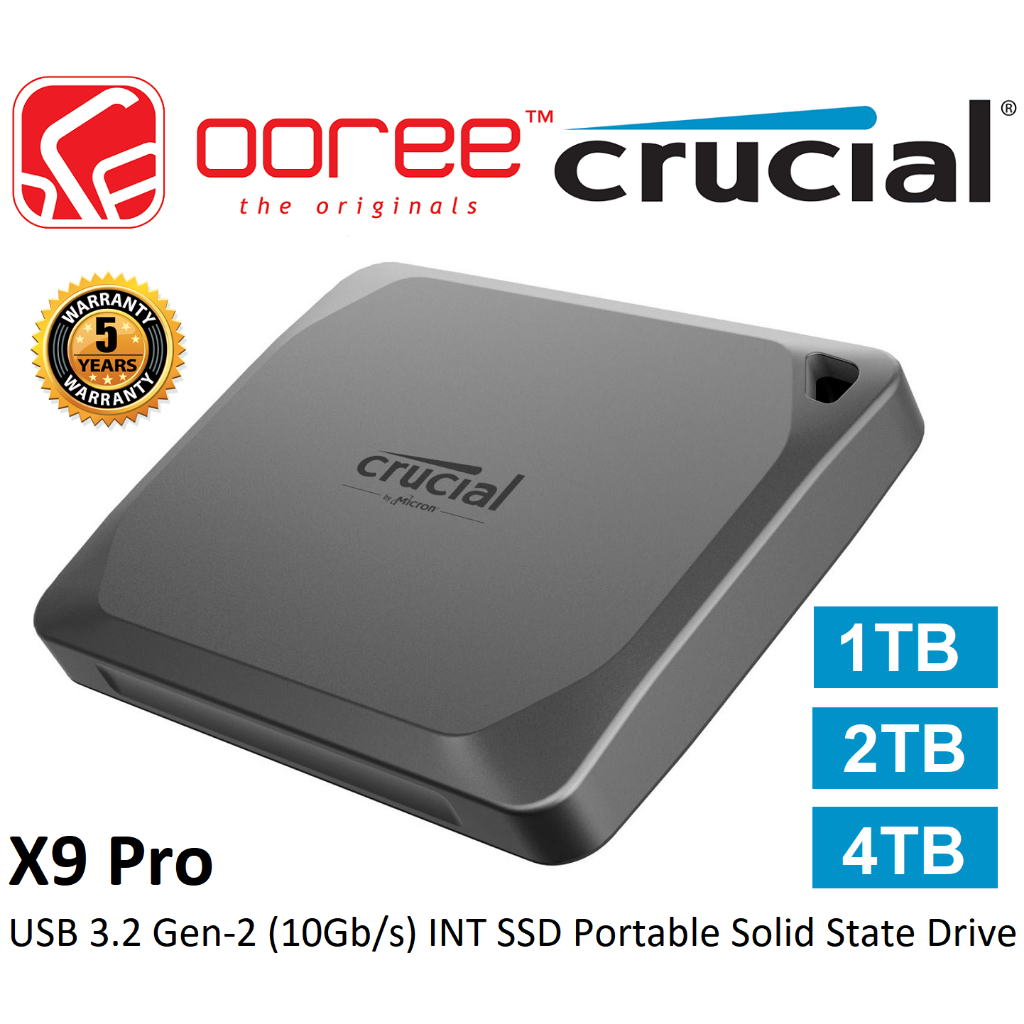 CRUCIAL X9 PRO EXT SSD USB 3.2 GEN-2 (10GB/S) EXTERNAL PORTABLE SOLID ...