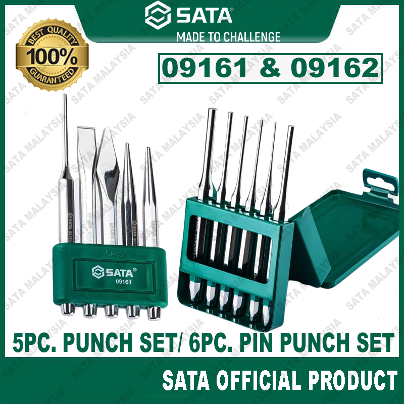 SATA 09161/09162 5Pc. Punch Set/6Pc. Pin Punch Set Pukulan CRV Steel ...