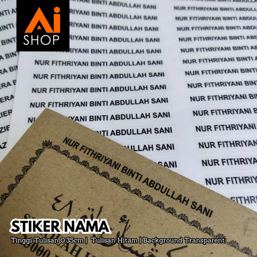 STIKER NAMA TRANSPARENT | KALIS AIR | LABEL BUKU SEKOLAH | STICKER NAME ...