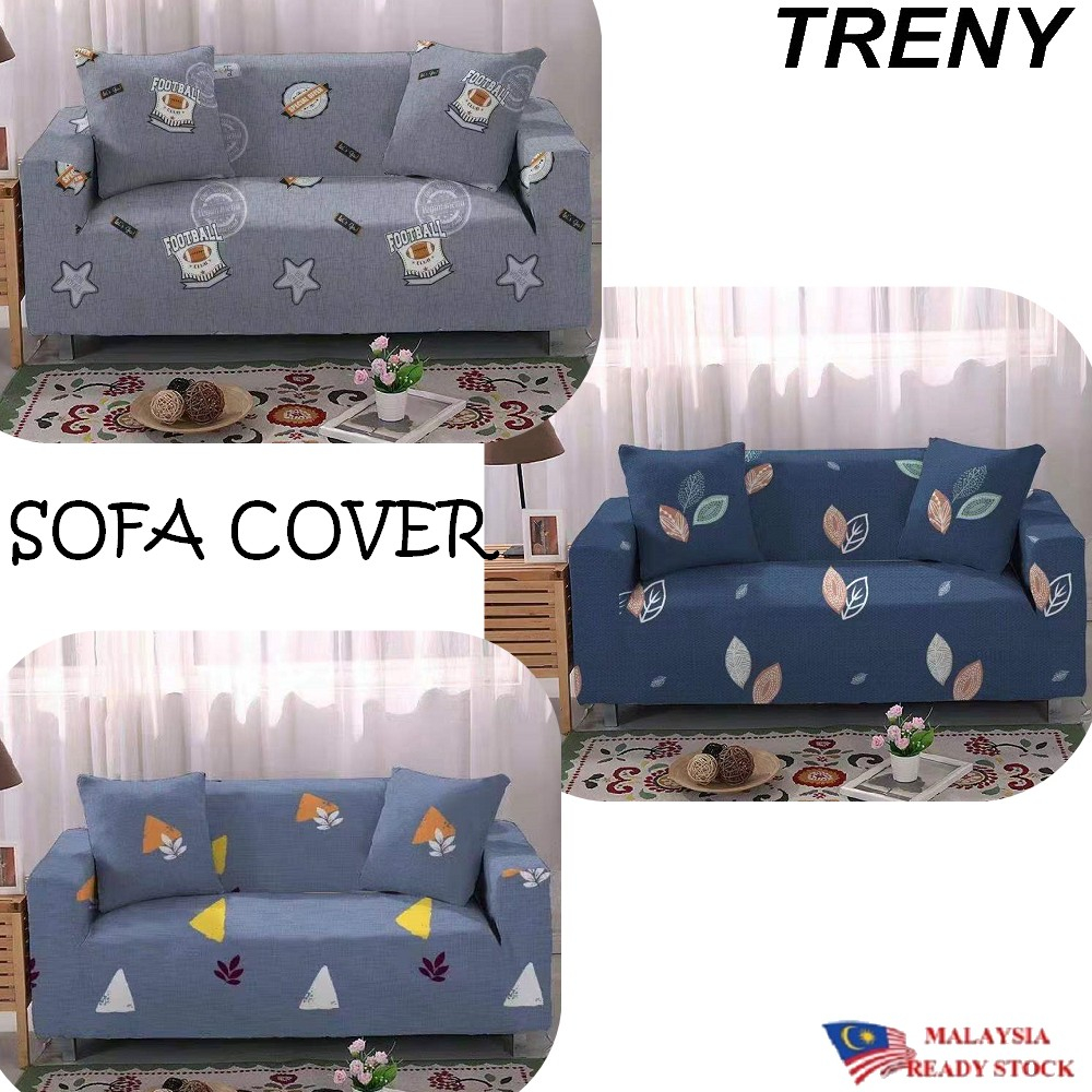 TRENY 1 Seater Sofa Cover L Shape sarung kusyen Universal Slipcover Seat Cover(free foam sticks ...