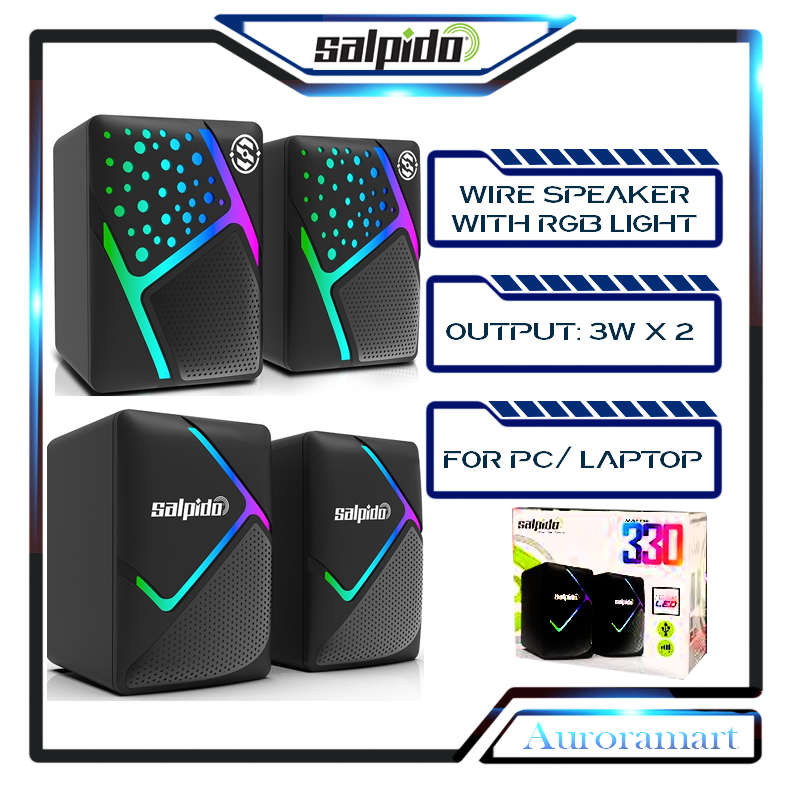 Original Salpido PC Wire Speaker 3W Bass RGB Light Mini Speaker 3.5mm ...