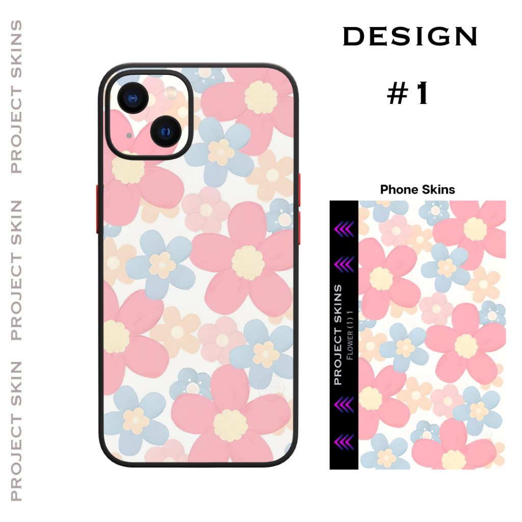 Project Skins Flower Series Aesthetic Phone Back Sticker Wrapping Wrap ...
