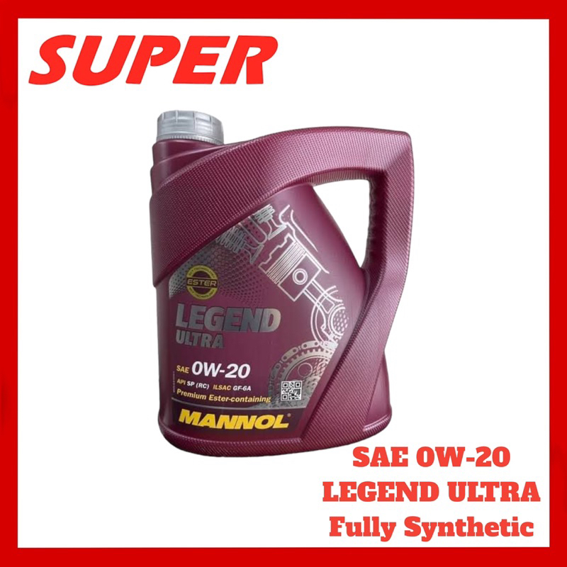 MANNOL LEGEND ULTRA SAE 0W-20 ENGINE OIL 4L API SP(RC) FULLY SYNTHETIC ...
