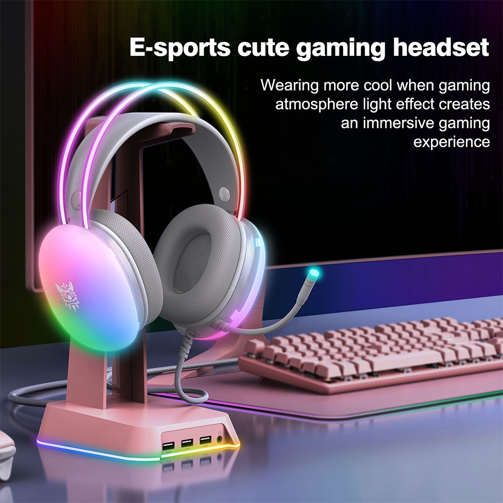 ONIKUMA X25 RGB Professional Gaming Headset Noise-Cancellation Microphone LED Stereo Headphones ...