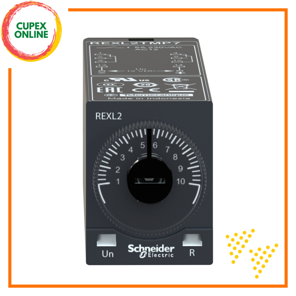 SCHNEIDER REXL2TMP7 Zelio Time On Delay Timing Relay 0.1 S-100H 230VAC ...