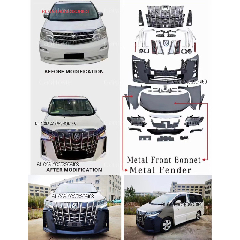 Toyota alphard anh10 2003 - 2007 convert agh30 2020 bodykit body kit ...